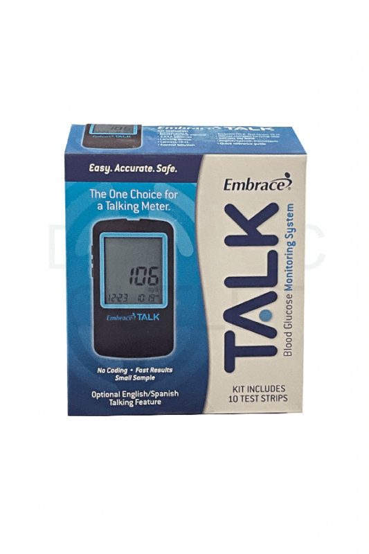 Embrace Talk Glucose Meter Kit | 1 Meter + 50 Strips + 100 Lancets + 1 ...